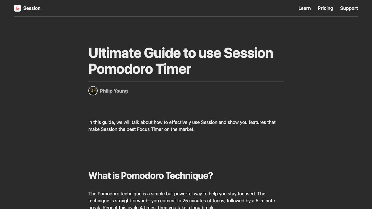 Session - Ultimate Guide to use Session Pomodoro Timer