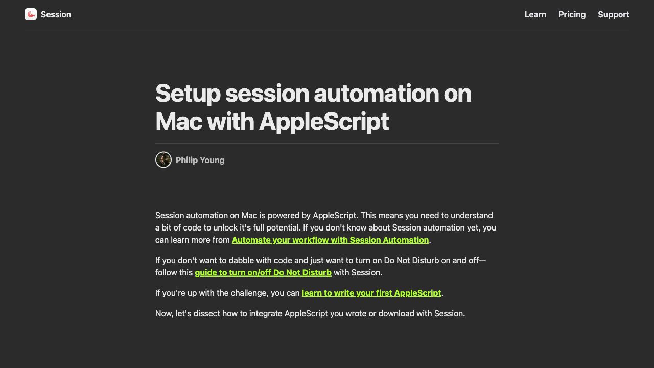 Session Setup Session Automation On Mac With Applescript